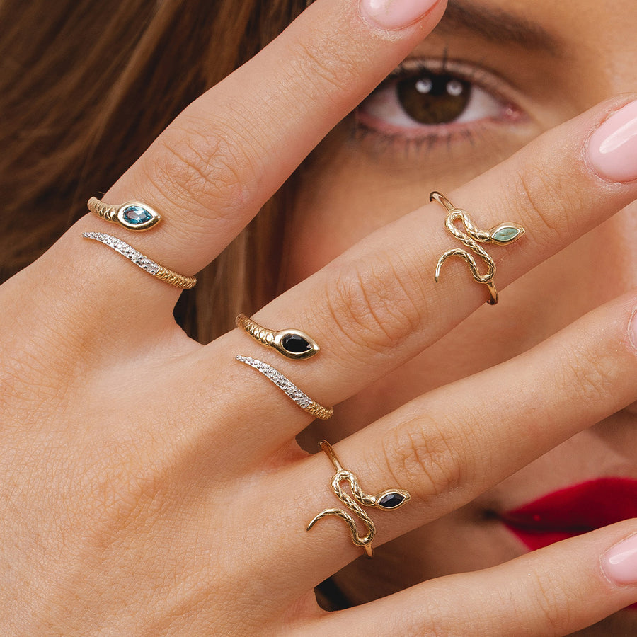 Art Nouveau Style Round Marcasite Snake Statement Ring in 925 Sterling SilverGemondoRings | Gemondo