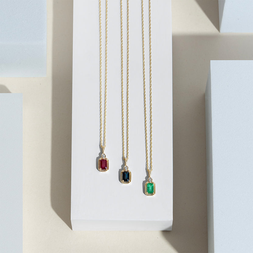 Letter Initial Pendants Necklaces with Gemstone | Gemondo | Gemondo